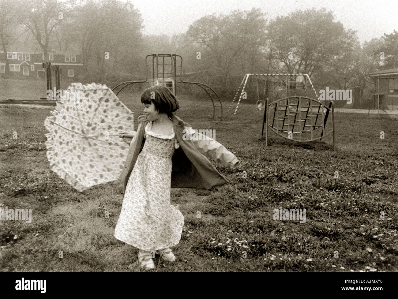 Girl Dancing in the Mist Stock Photo - Alamy