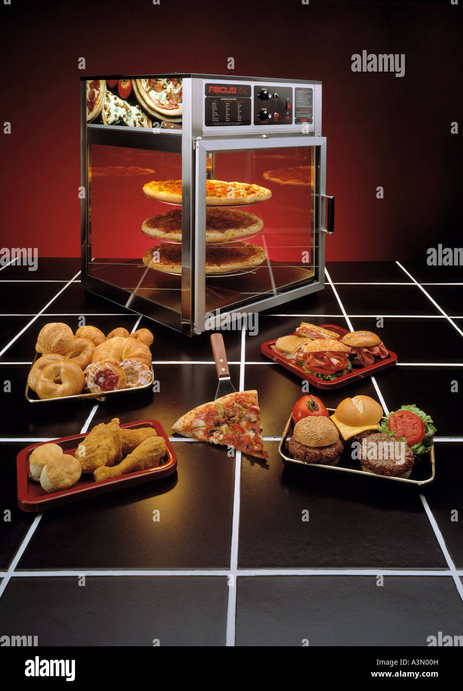 assorted fast food oven warmer italian pizza pie slice fried chicken ...