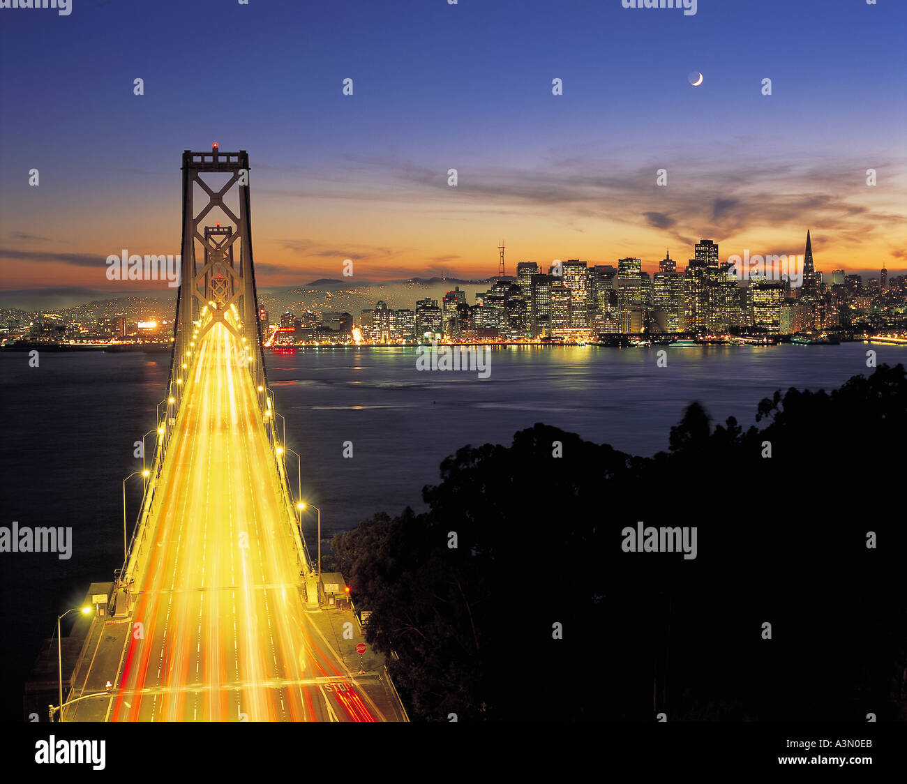 Architecture Bridge Landmarks Sky Building Moon Sea Stock Photo - Alamy