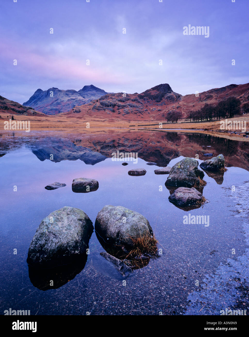 Ice Rimmed Blea Tarn on a frosty dawn in the Lake District Stock Photo ...