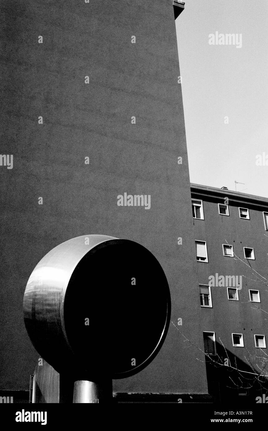 Strange object near buildings Stock Photo - Alamy