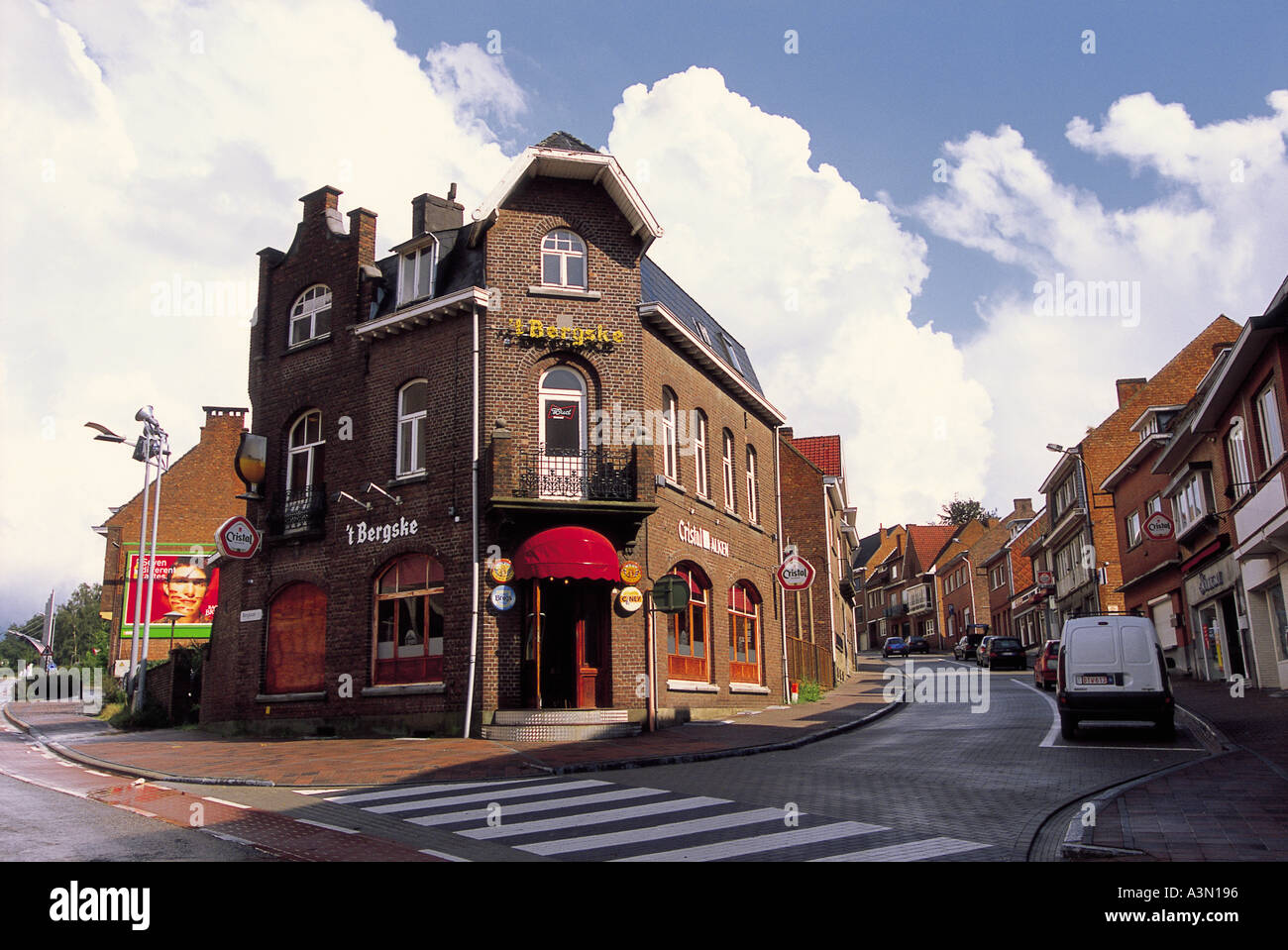 Road Transportation Building Cars Street Sky Houses Clouds Shops Stock ...
