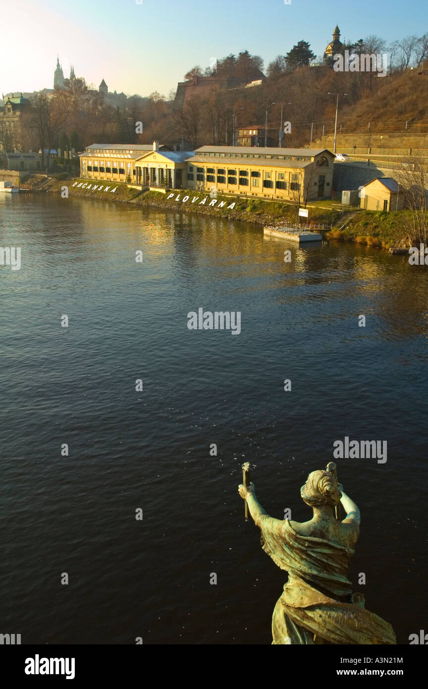 Sculpture Prague Bridge Cechuv Stock Photos & Sculpture Prague Bridge ...