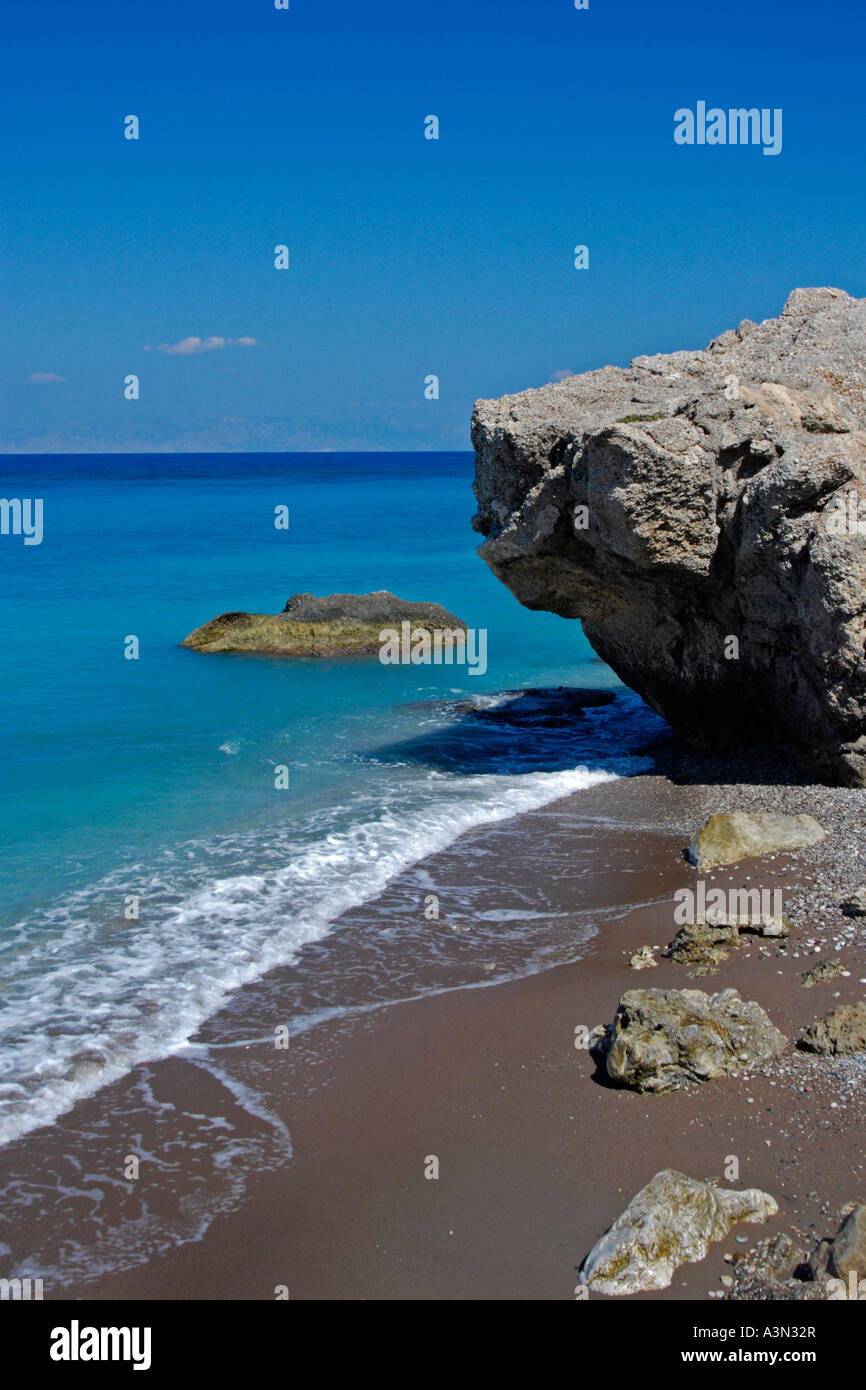 Beach on the North Coast of Rhodes, near the town of Rhodes, Greece ...