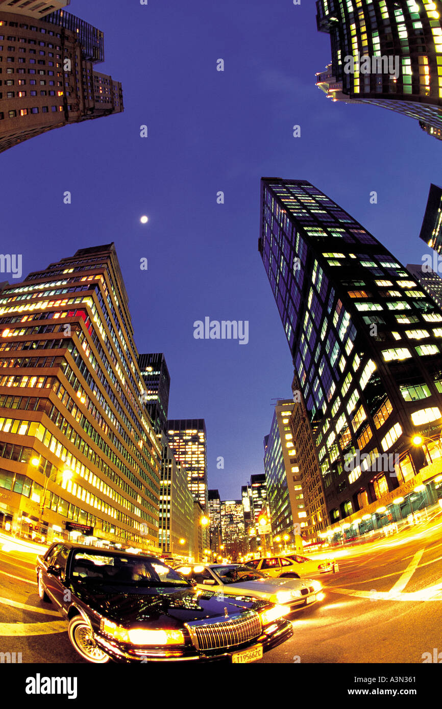 New york street with moon hi-res stock photography and images - Alamy