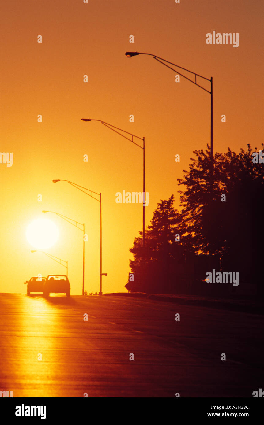 Road Transportation Cars Trees Sky Highway Sun Stock Photo - Alamy