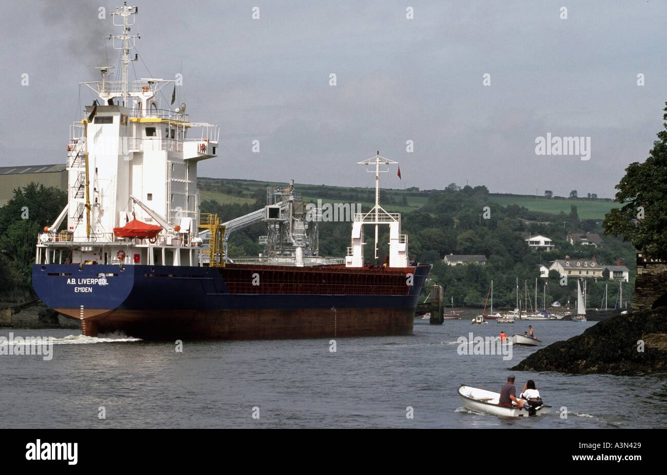 Container ship A B Liverpool heads inland to port Stock Photo - Alamy