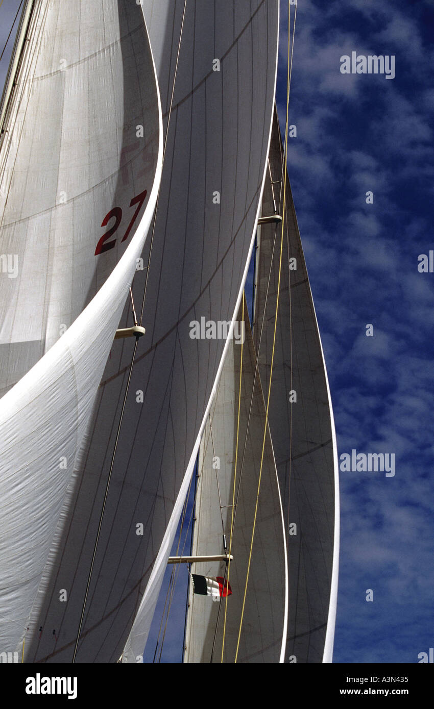 Close up of sails of two racing maxi yachts Stock Photo - Alamy