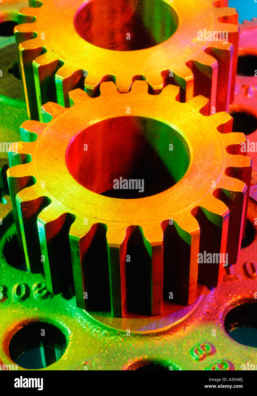 Colorful Mechanical Gears Machine Parts Stock Photo - Alamy