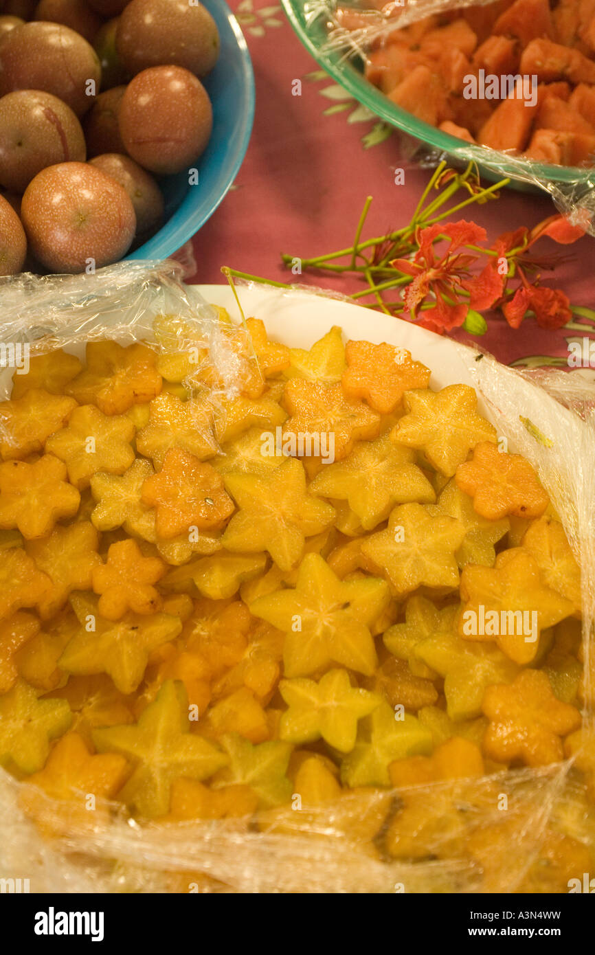 Feast Starfruit dish Aitu Island Cook Islands Polynesia Stock Photo - Alamy
