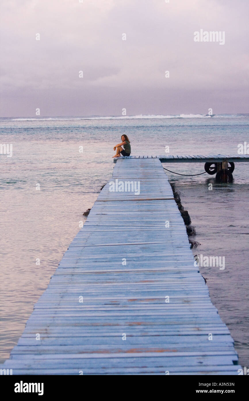 Dock Pier Les Tipaniers Hotel Moorea Stock Photo - Alamy