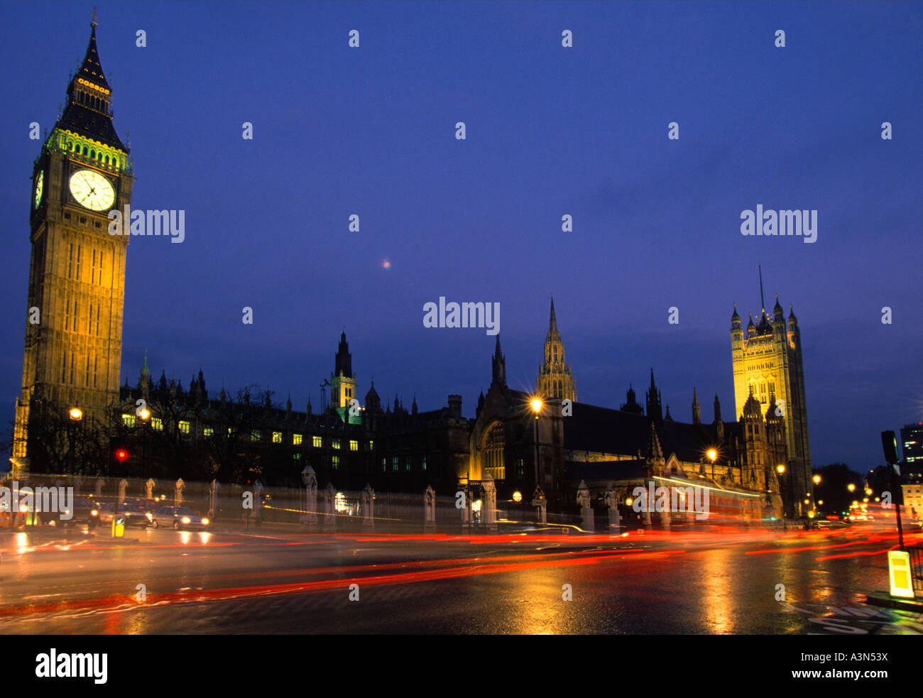 London Great Britain City British Parliament Square with traffic at ...