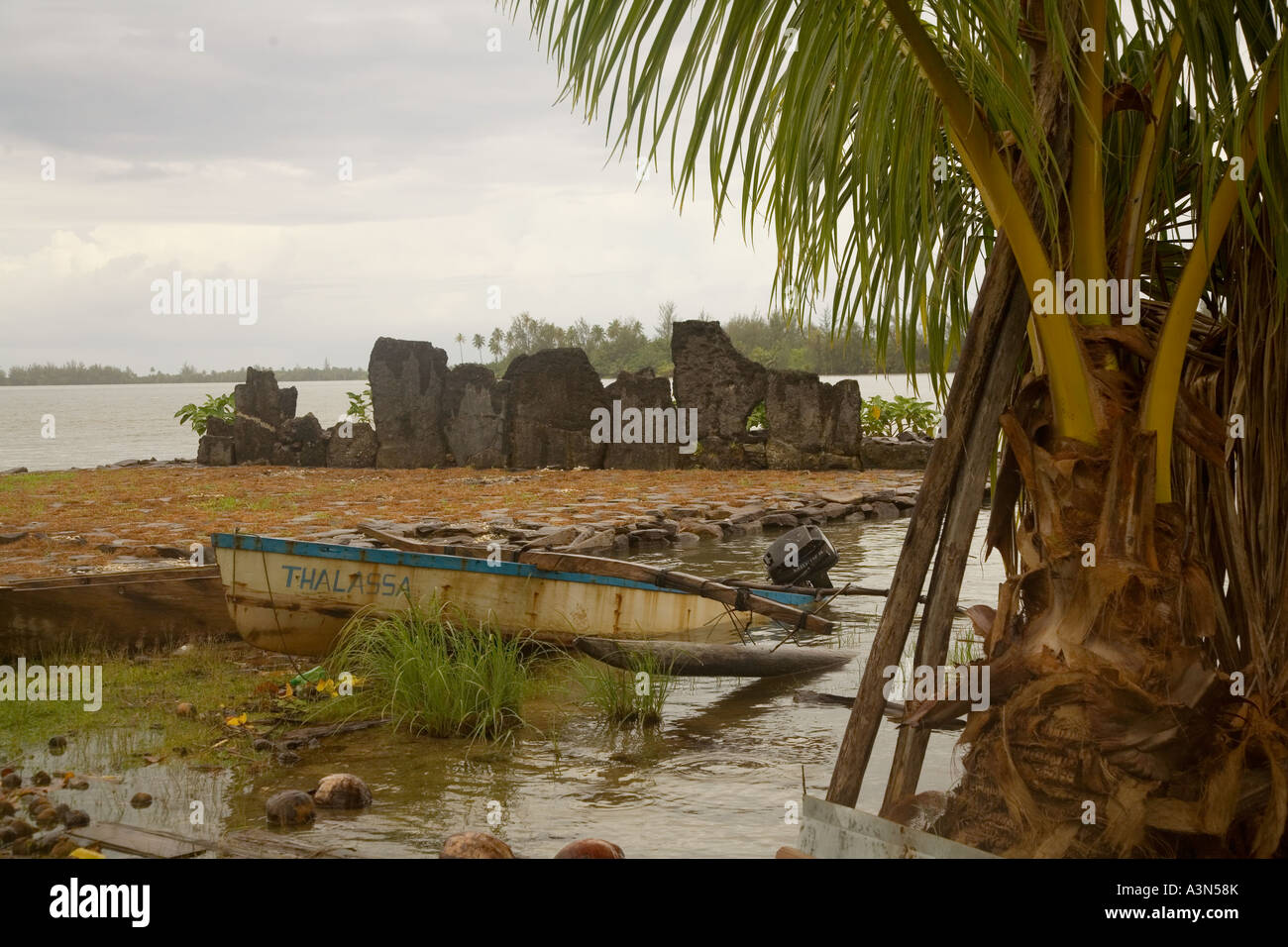 Marae temple Huahine French Polynesia Stock Photo - Alamy