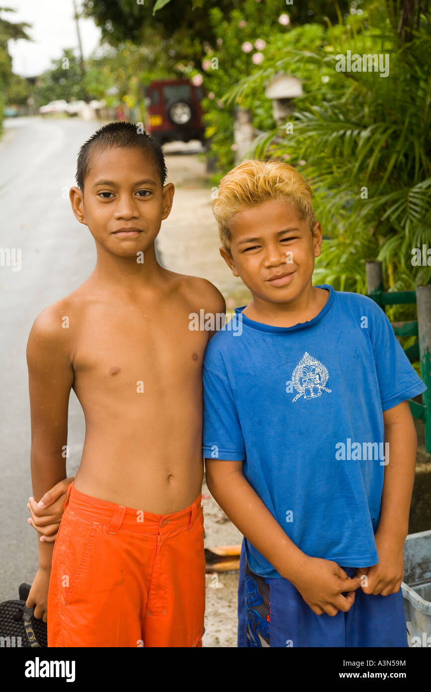 Children Huahine French Polynesia Stock Photo - Alamy