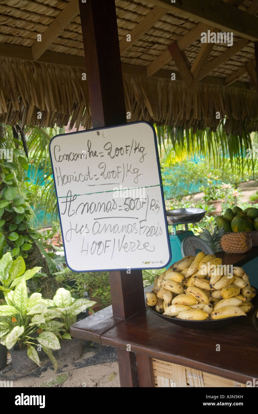 Roadside fruit vegetable and flower market Moorea French Polynesia ...