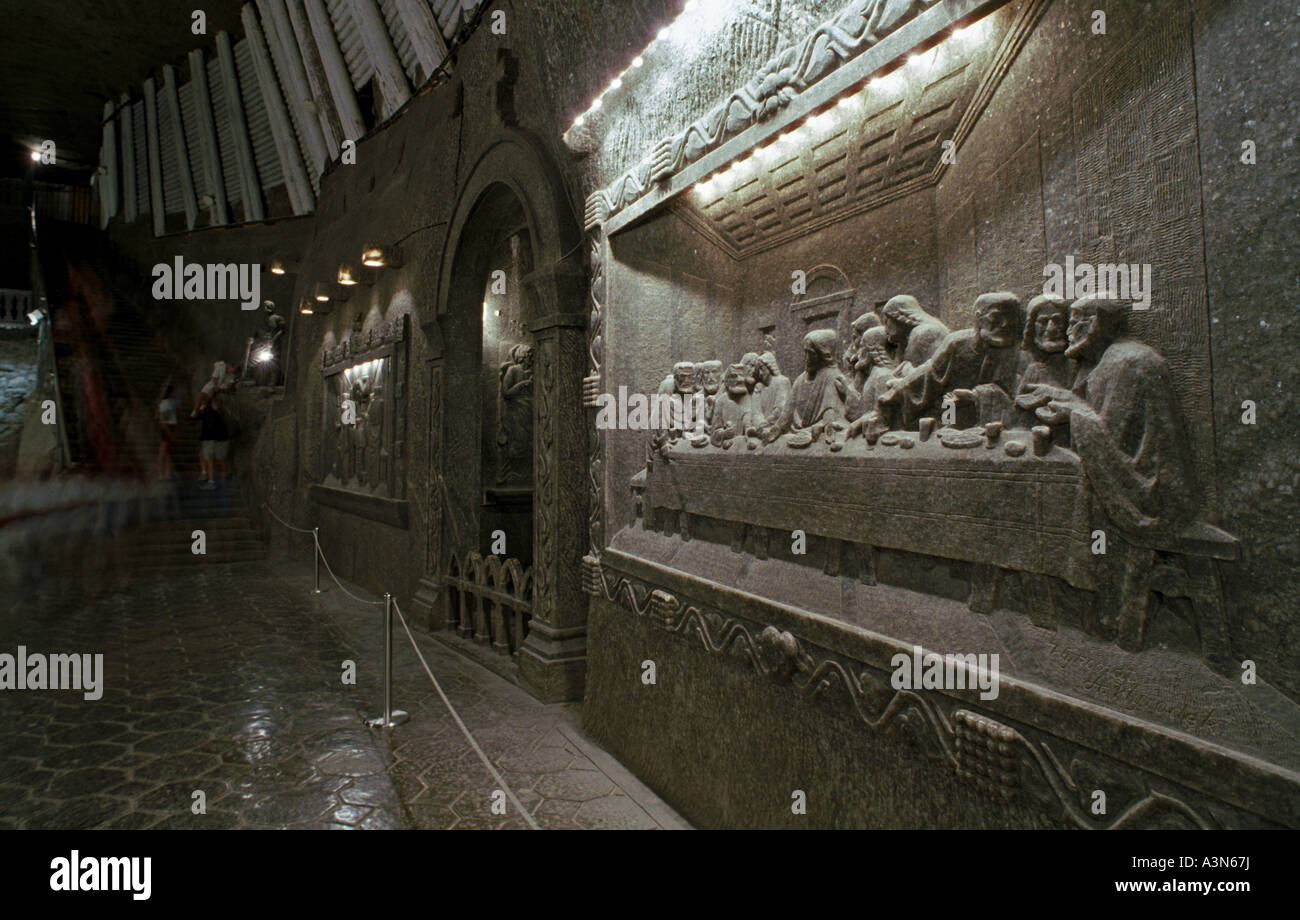 Salt relief of the last supper in the Chapel of Saint Kinga in ...