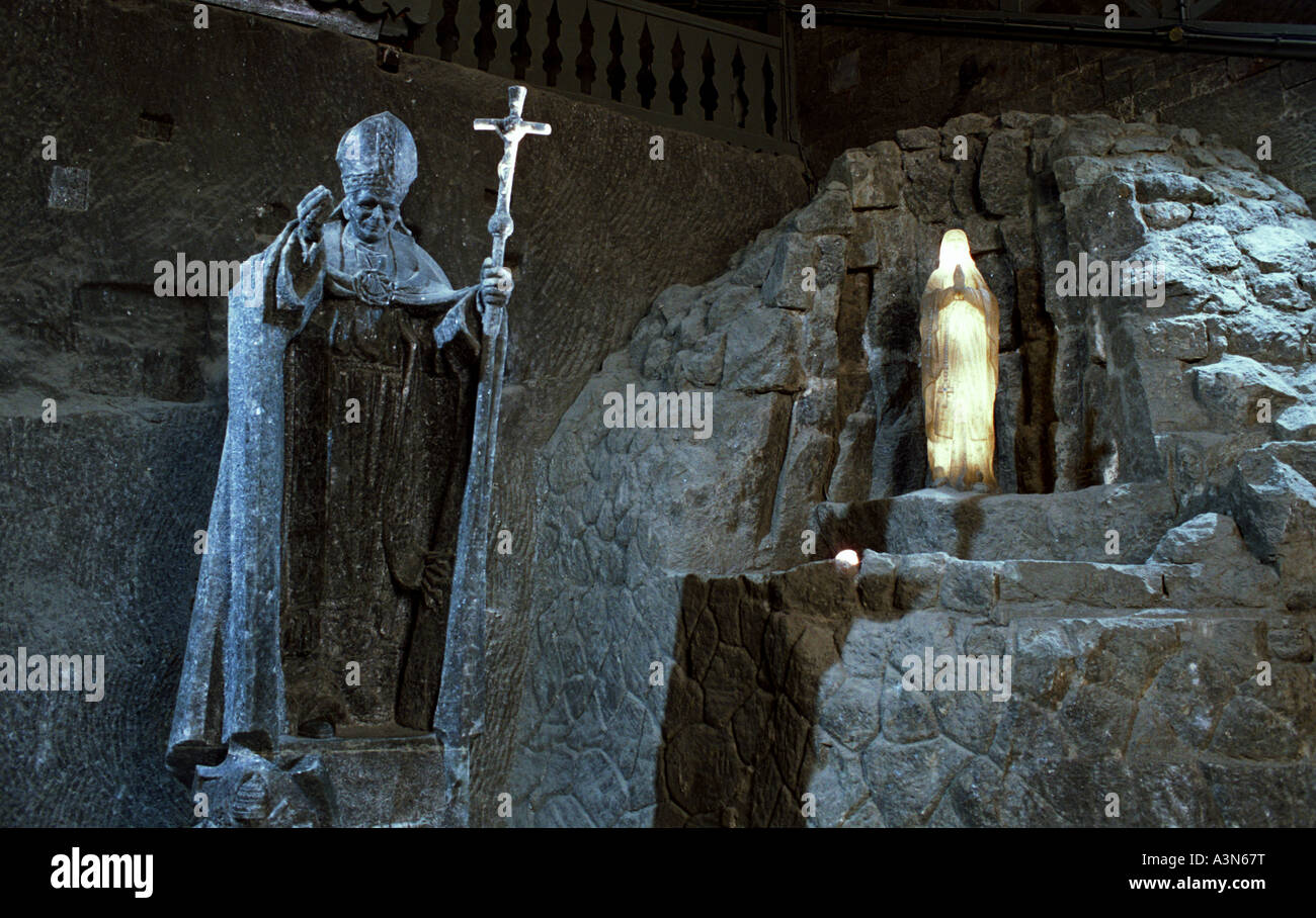 Salt statue of Pope John Paul II in the Chapel of Saint Kinga in the ...