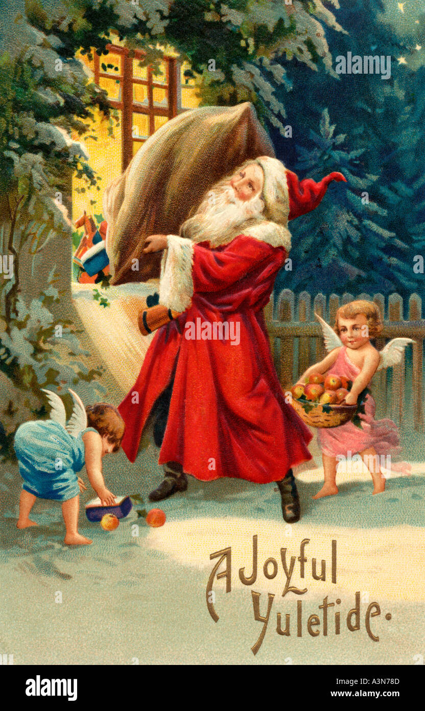Vintage Lithograph of Santa Claus Stock Photo - Alamy