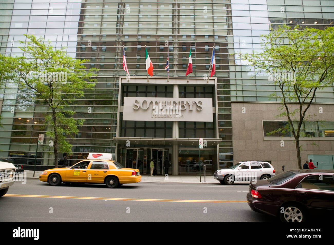 View of the facade of auction house Sotheby s building at 1334 York ...