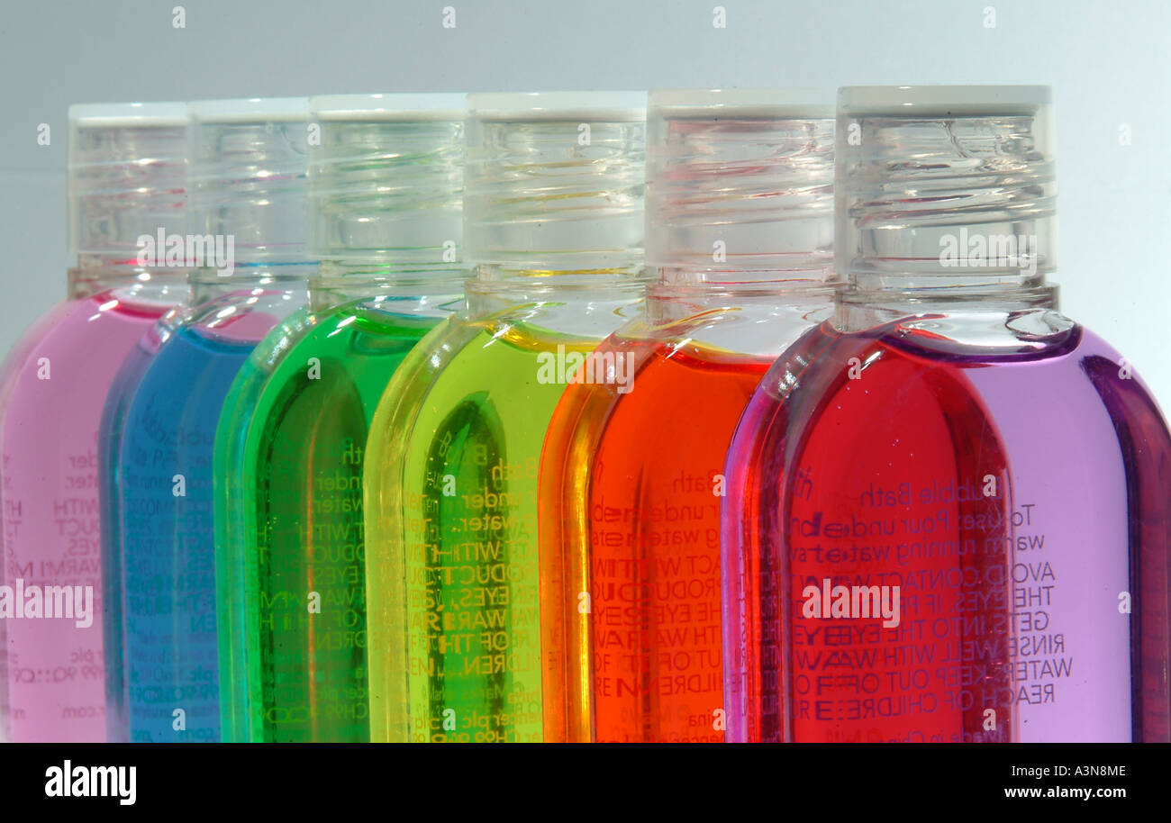 Bottles of multi coloured liquid Stock Photo - Alamy