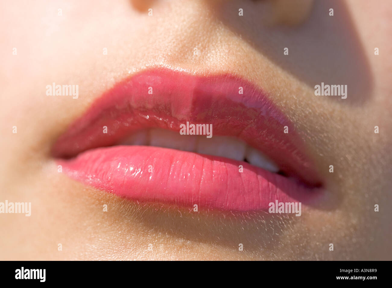 Close up of the Red Lips of Teenage Girl Stock Photo - Alamy