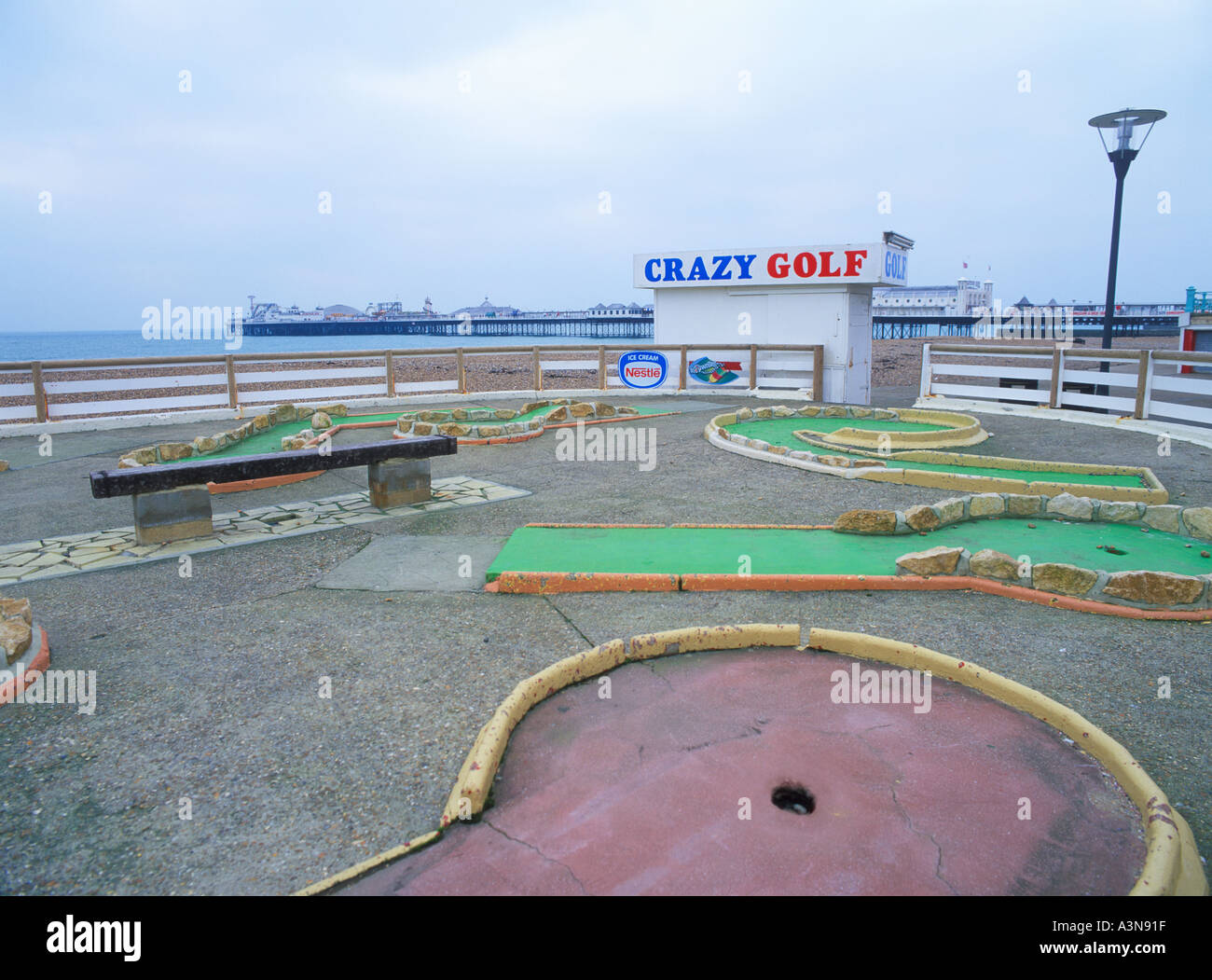 UK, West Sussex, Brighton, off season, Mini-golf course Stock Photo - Alamy