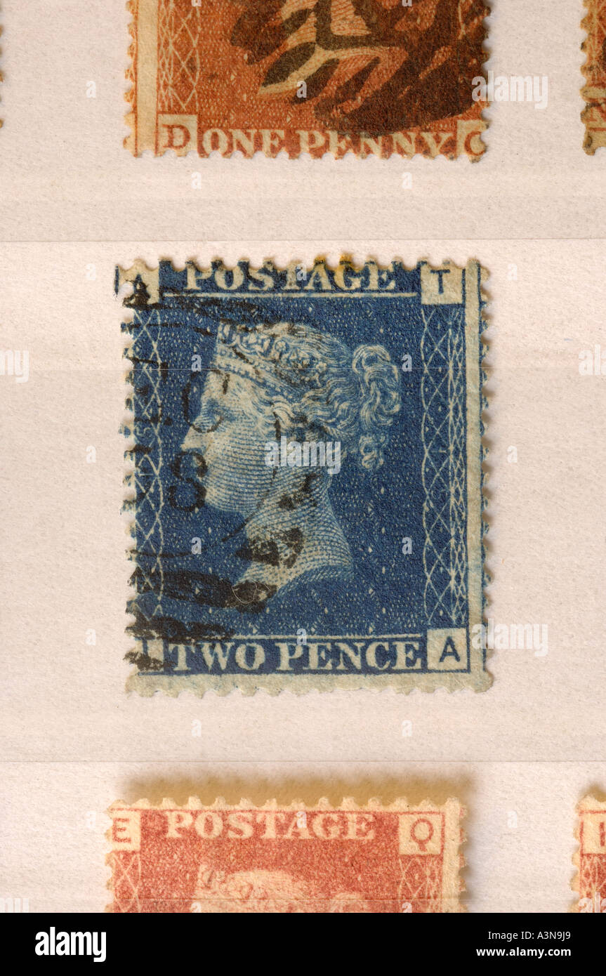 Two pence blue postage stamp Stock Photo - Alamy