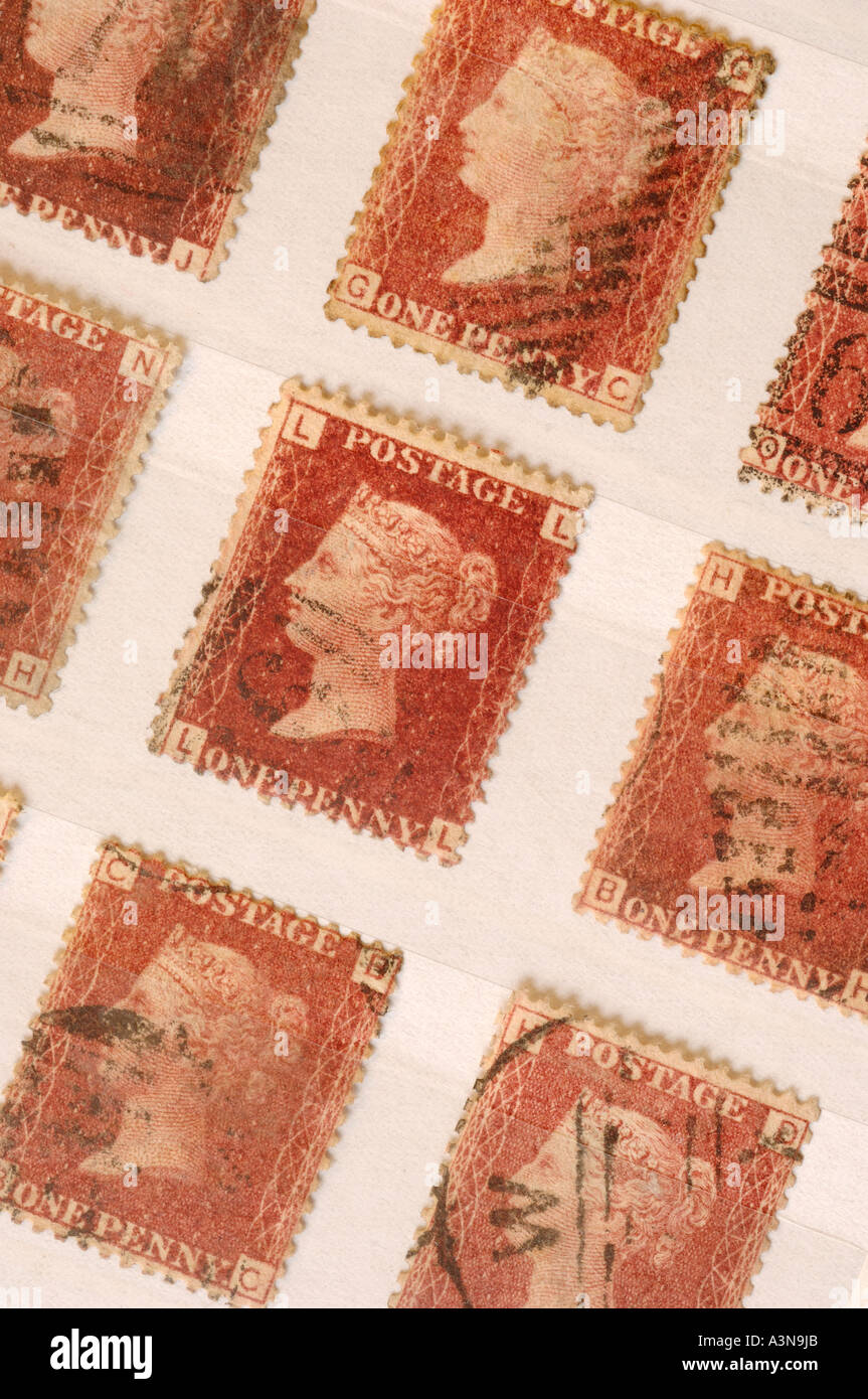 Penny red postage stamps Stock Photo - Alamy
