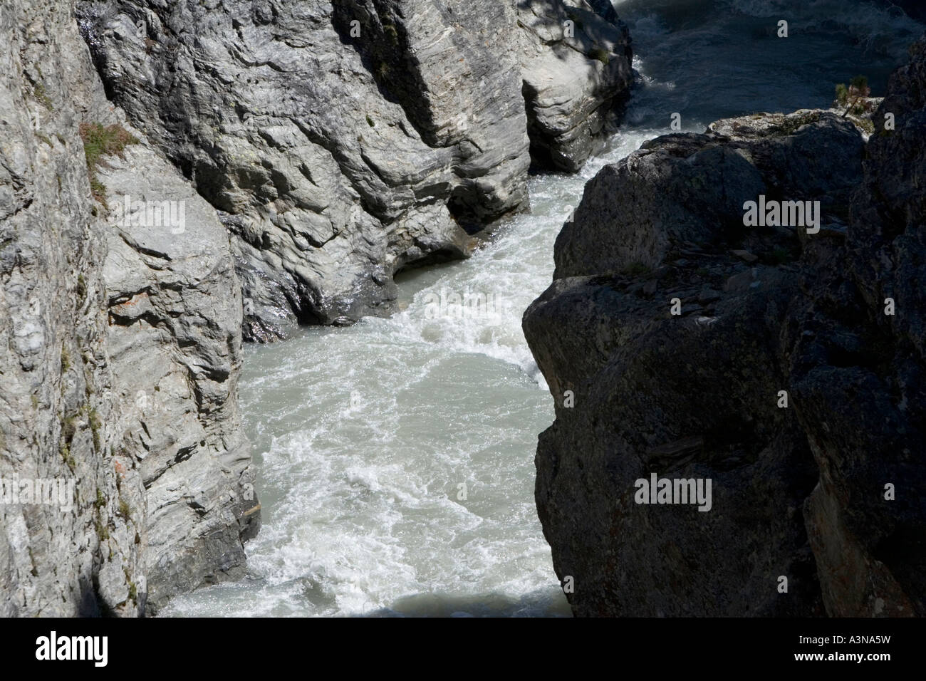 Glacial melt water forms a river in Martell valley South Tyrol, Italy ...