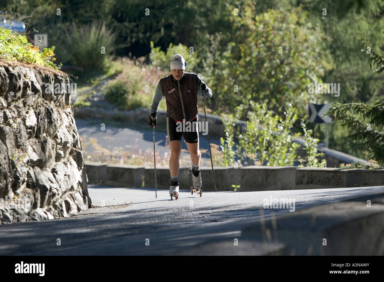 Roller skiing on the annual Stelvio Bike day to the mountain pass of ...