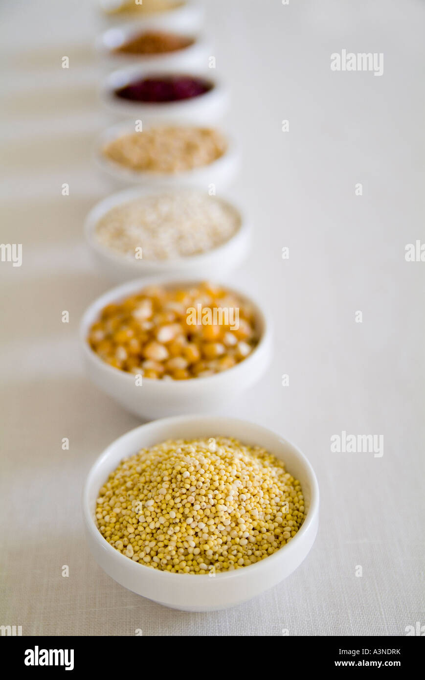 Assorted rice and beans in bowls Stock Photo - Alamy