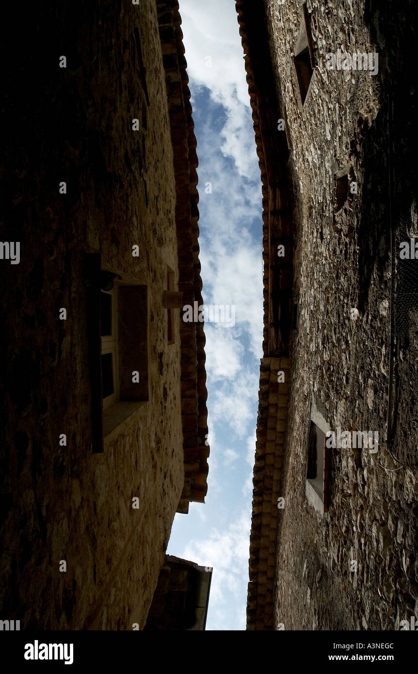 View upwards between two building in France View, upwards, building ...