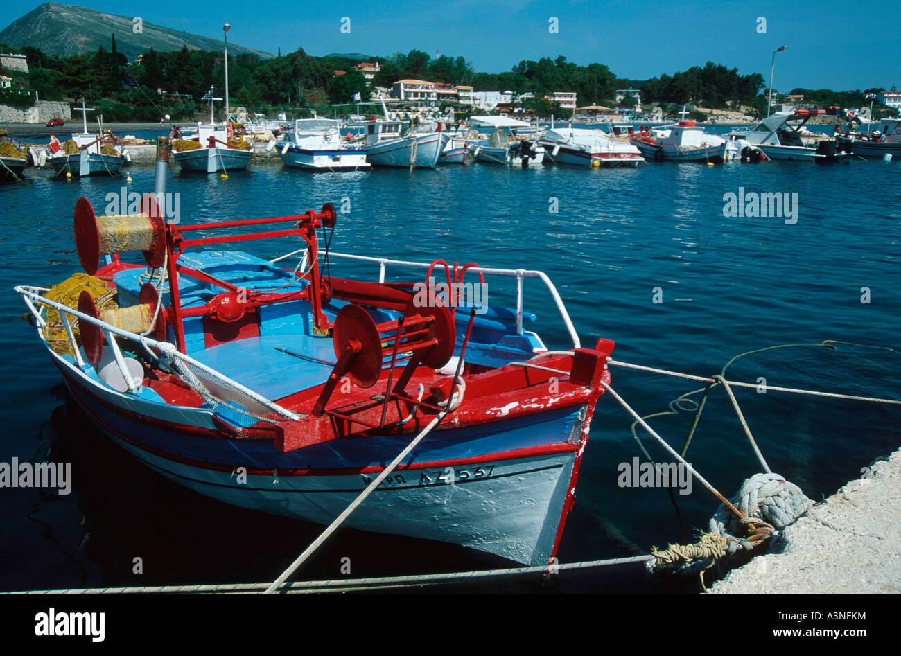 Fishing boat in harbour / Laganas Stock Photo - Alamy