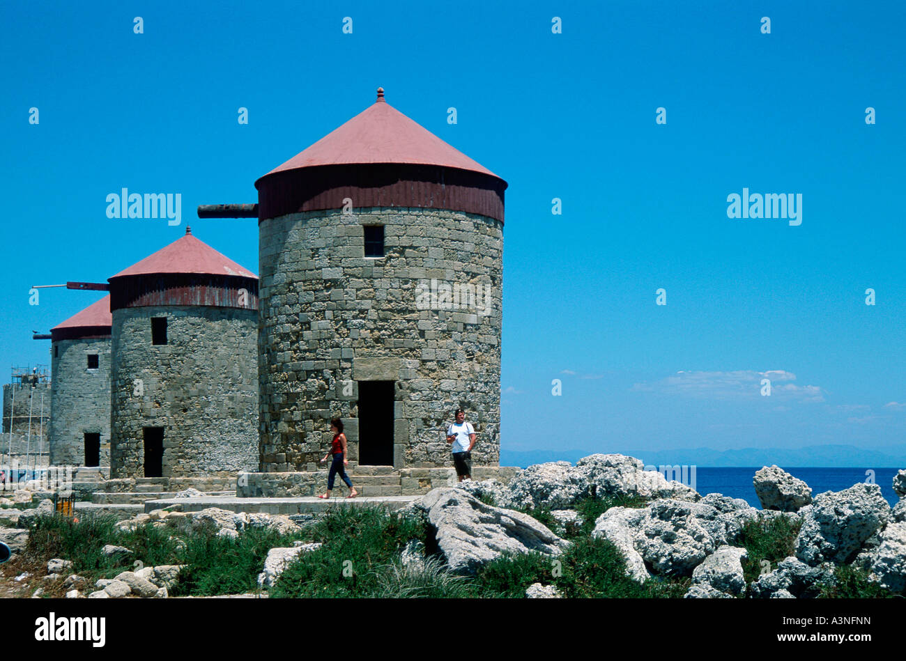 Windmills / Rhodes Stock Photo - Alamy
