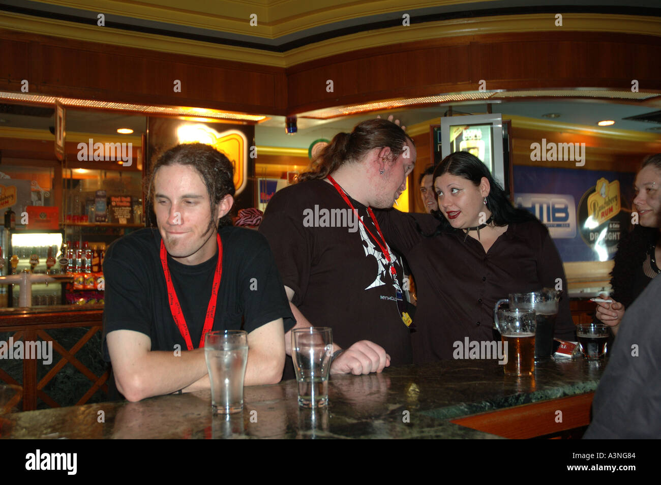 group of goth friends out drinking dsc 5120 Stock Photo - Alamy