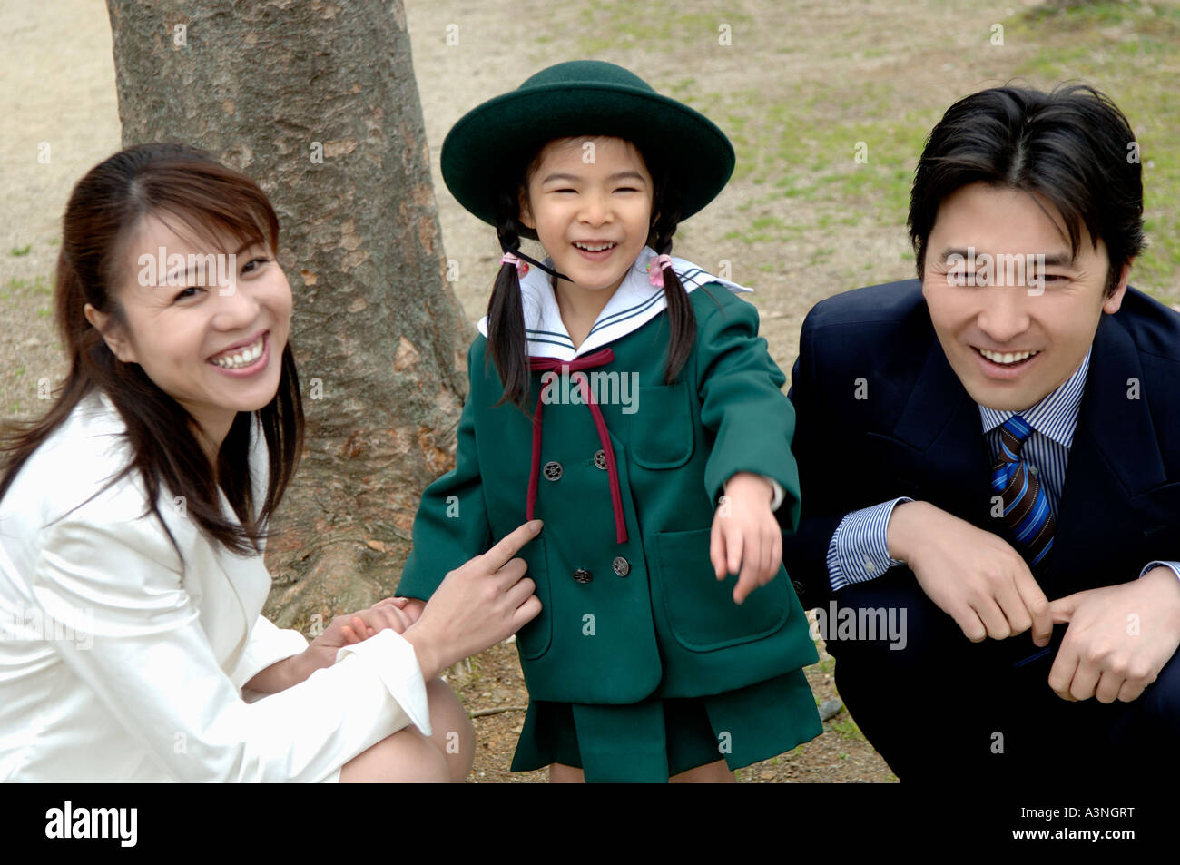Family on first day of school Stock Photo - Alamy