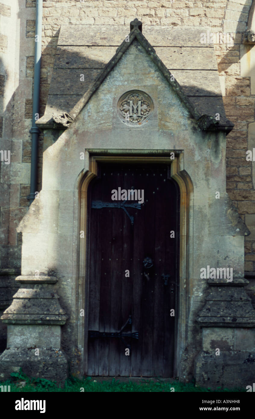Wooden door, St Bartholomews church, Corsham, Wiltshire, UK Stock Photo ...