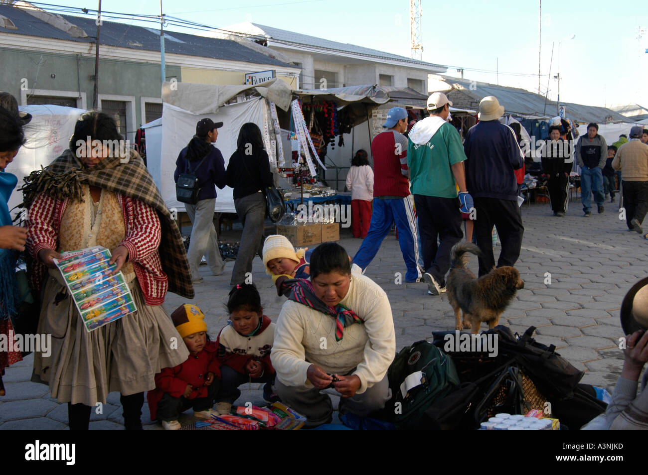 Aymara Indians in a market place in Uyuni town in The Andes, Bolivia ...