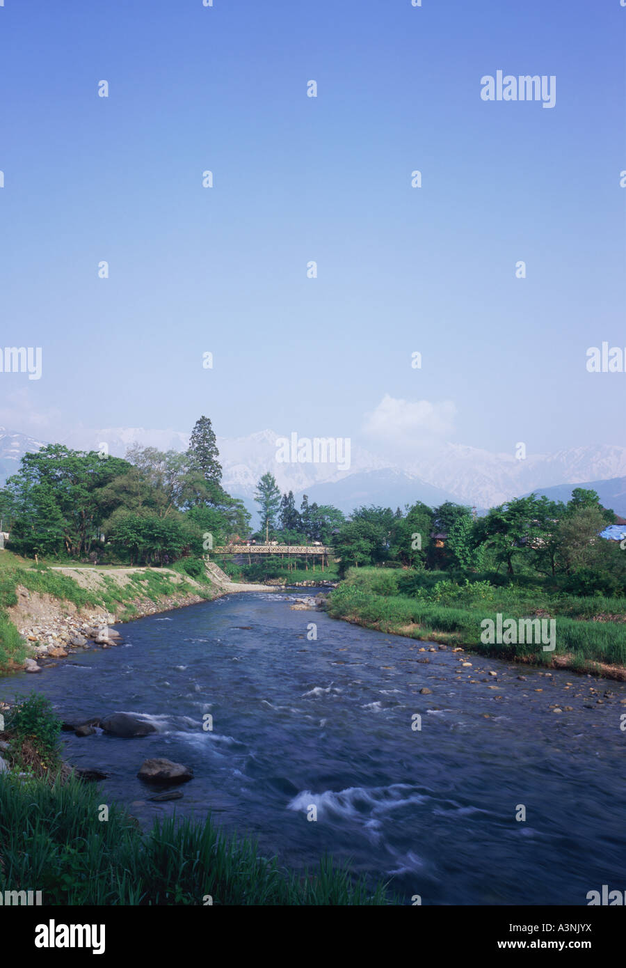 Bridge over river in Nagano Prefecture Japan Stock Photo - Alamy