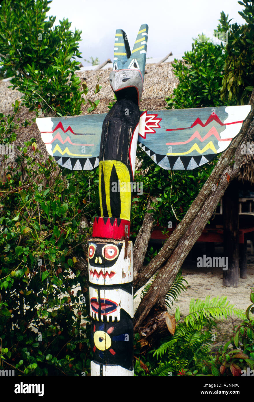 Totem pole. Miccosukee native American Indian Village reservation on ...