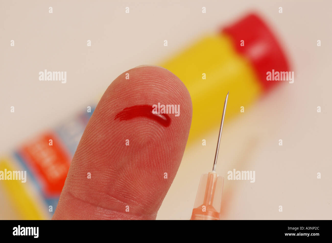stab injury from needle dsca 0775 Stock Photo - Alamy