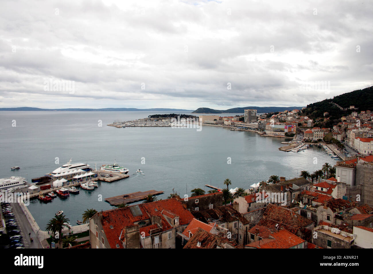 Split Croatia Ferry Terminal and Marina Aerial View Stock Photo - Alamy