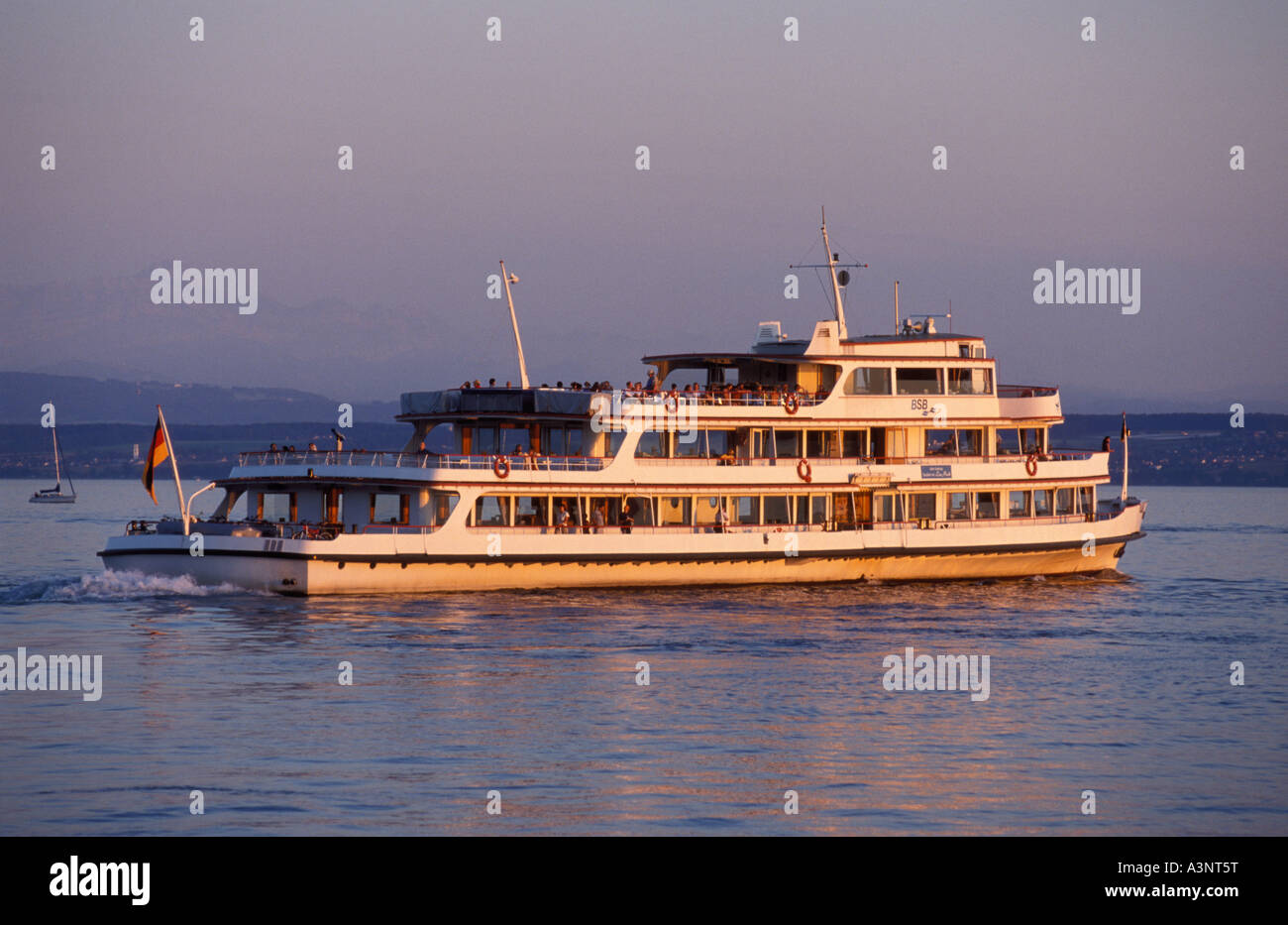Ship Munich in the evening light Lake Constance Baden Wuerttemberg ...