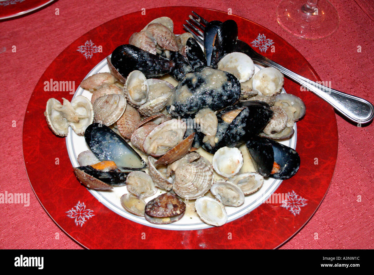 Mixed Shellfish with Parmasan Cheese Stock Photo - Alamy