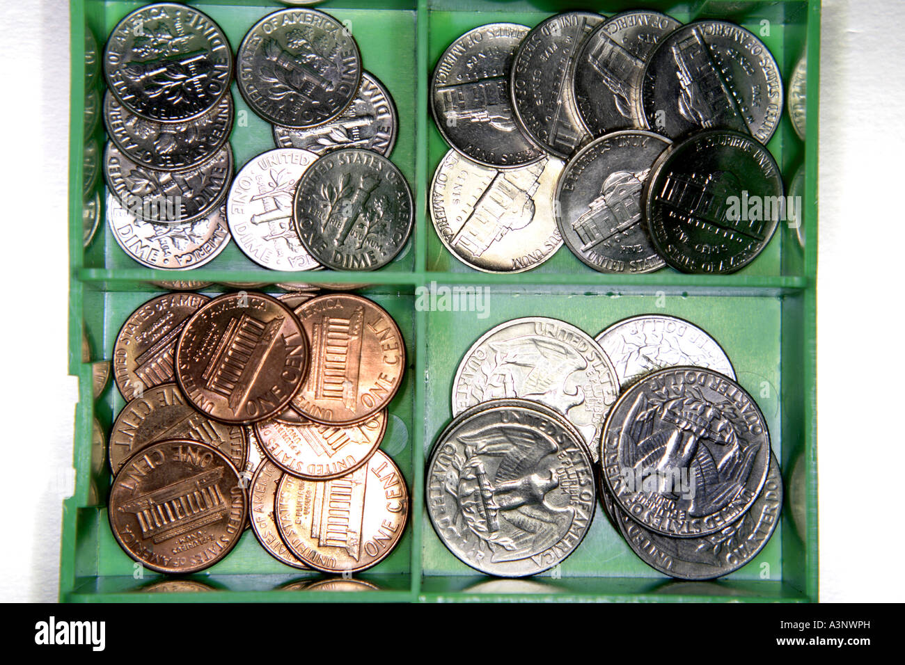 U.S. coins in compartments Stock Photo - Alamy