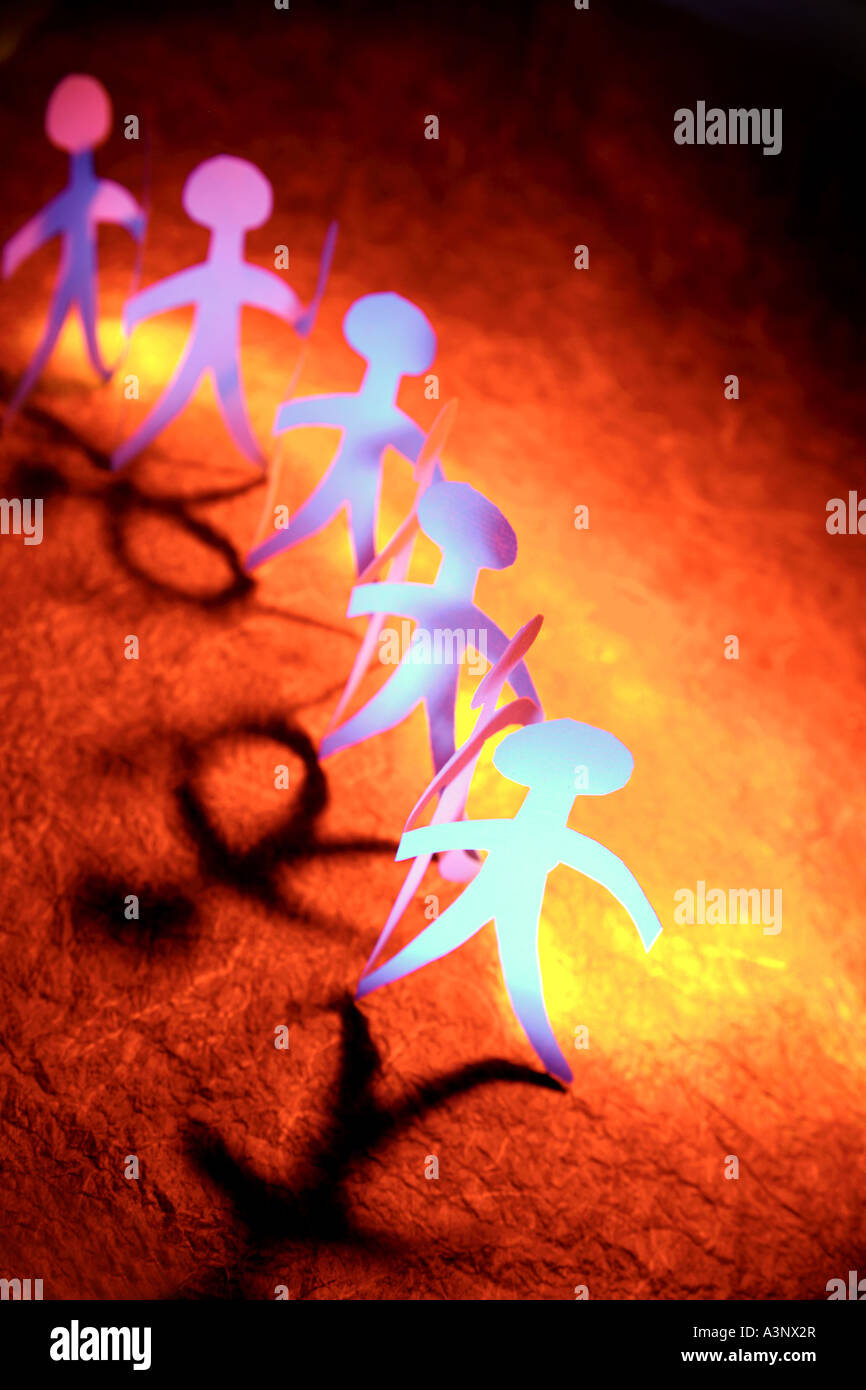 Still life of paperchain people Stock Photo - Alamy