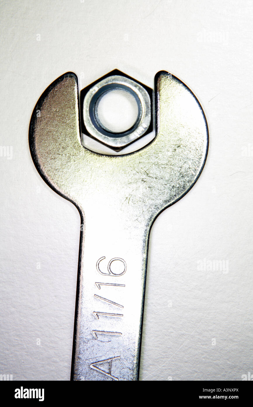 Spanner and nut Stock Photo - Alamy