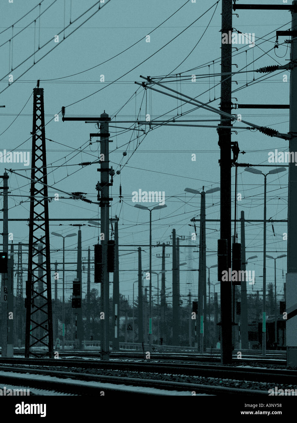 railway track and catenary Stock Photo - Alamy