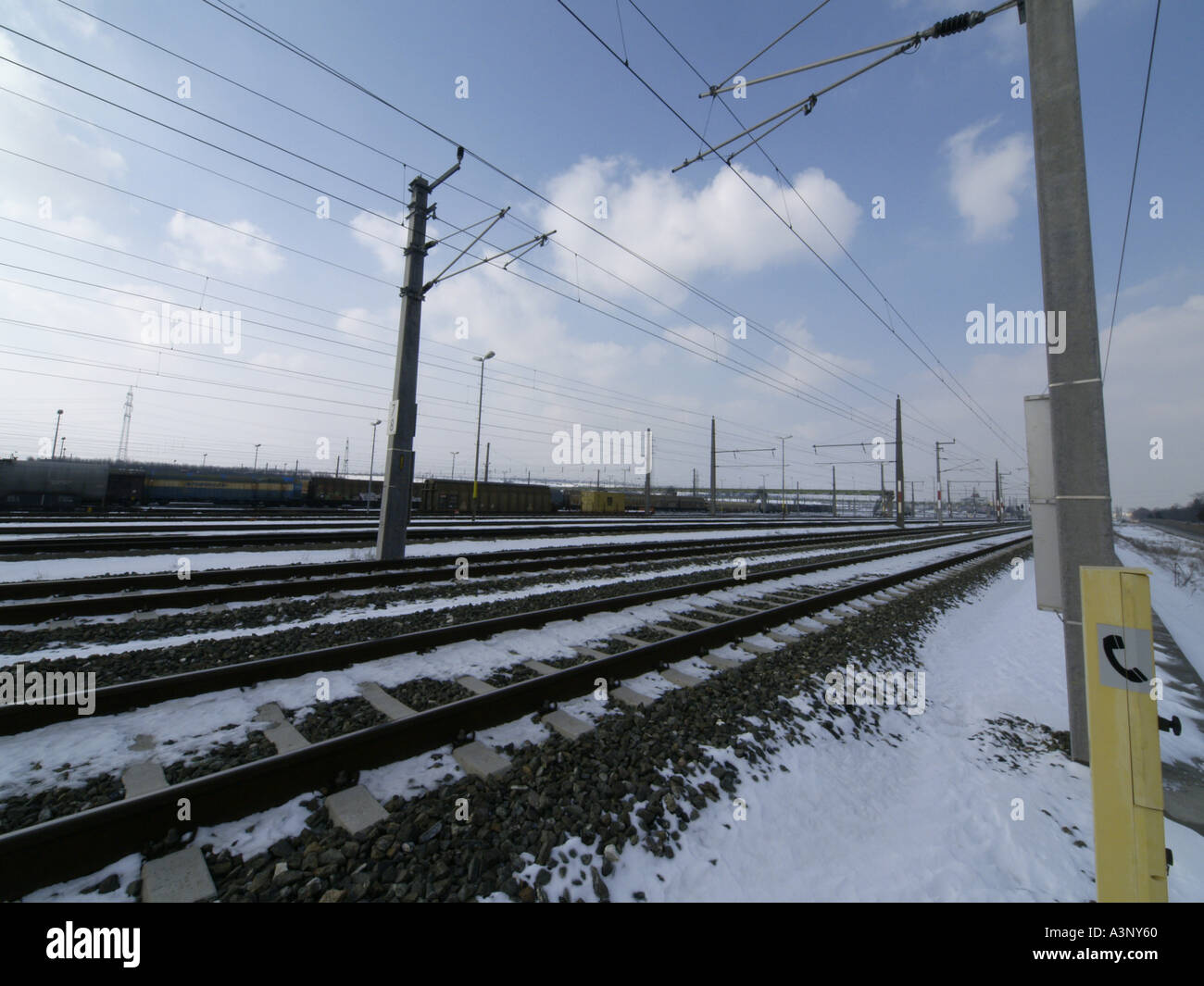 railway track and catenary winter Stock Photo - Alamy