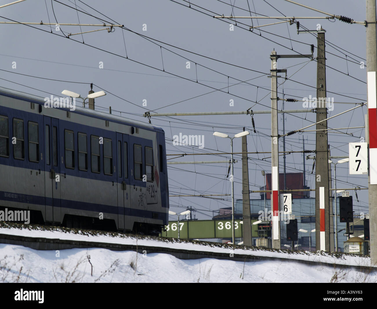 railway track and catenary municipal railway Stock Photo - Alamy